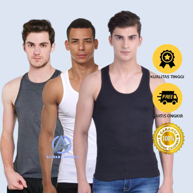 Jual Kaos Singlet Pria Hitam | Kaos Dalam Hitam | Warna | Shopee Indonesia