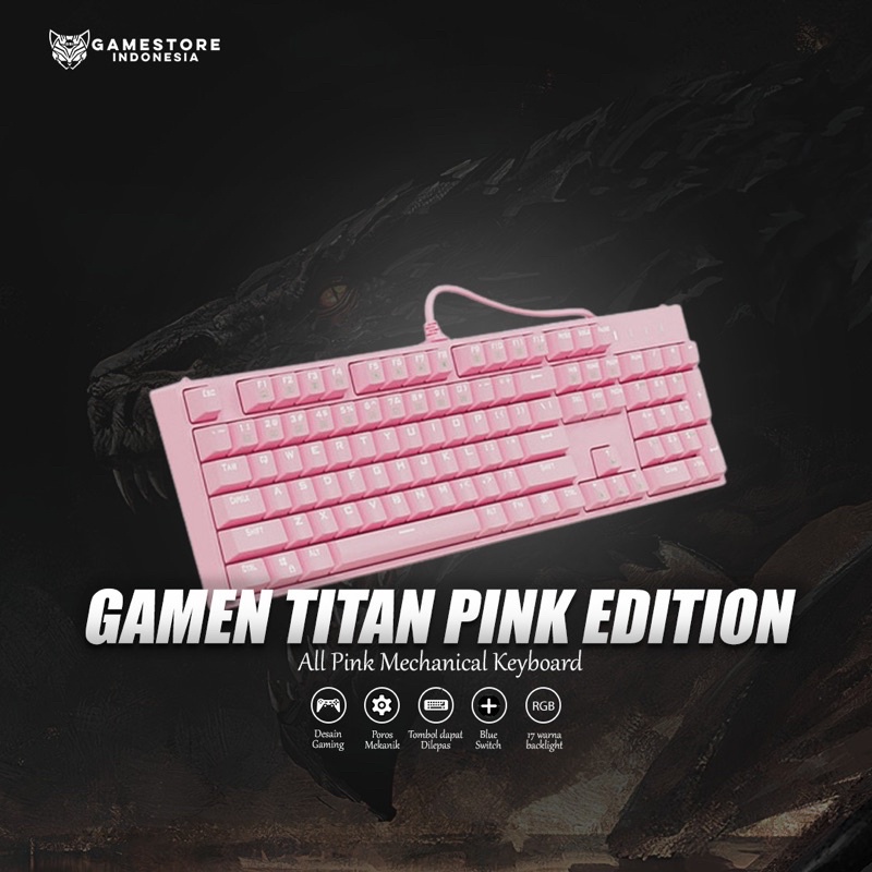 Jual GAMEN Titan Pink Edition Wired Keyboard Gaming Mechanical - Merah ...