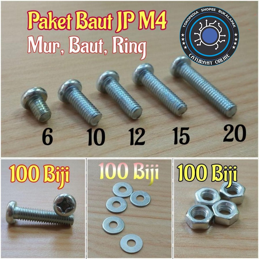 Jual Mur Baut Ring M4 Panjang 6 10 12 (Satu Paket) | Shopee Indonesia
