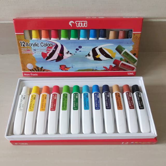 Jual Acrylic colors TITI -JOYKO 12 warna | Shopee Indonesia