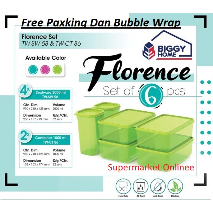 Jual Toples Kotak Florence Set 6pcs Box Kotak Kue Serbaguna / Tempat ...