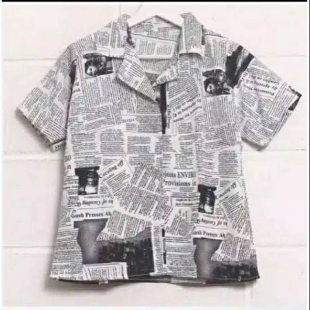 Jual DAFFINE- KEMEJA NEWSPAPER /KORAN/ KEMEJA MURAH | Shopee Indonesia