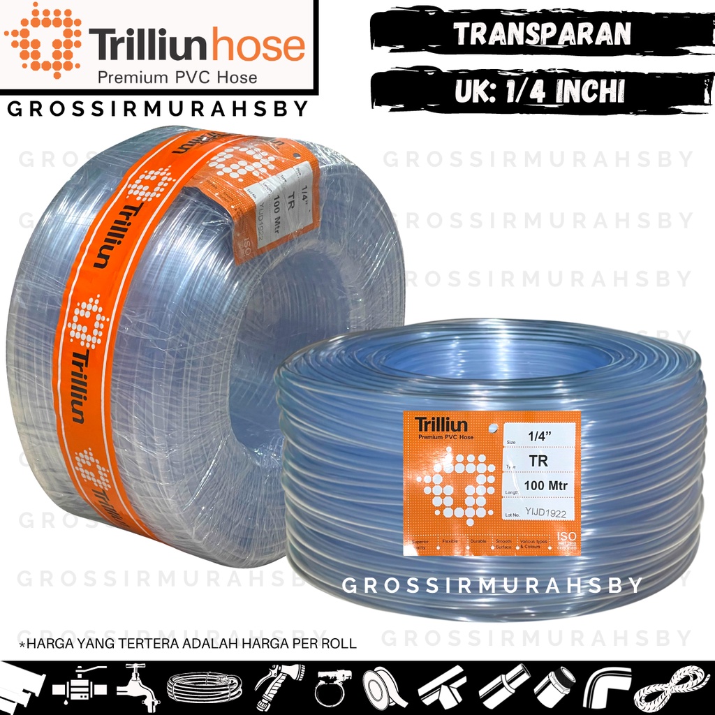 Jual SELANG AIR TRILLIUN TRANSPARAN 1/4 ( LINK 1 ROLL PANJANG 100 METER ...
