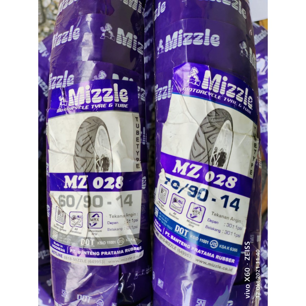 Jual Paket Ban Matic Tubetype / Non Tubeless Mizzle MZ028 60/90-14 & 70 ...