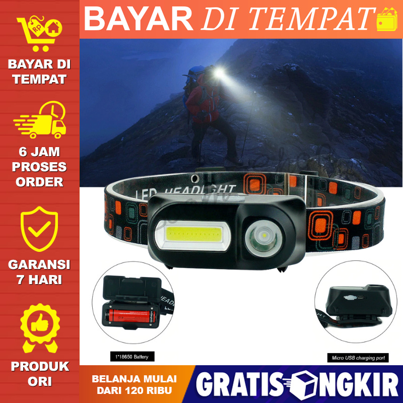 Jual Headlight Led Mini Lampu Kepala Anti Air TaffLED Headlamp ...