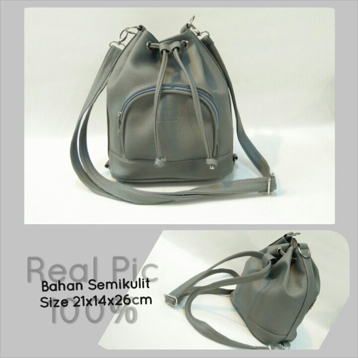 Jual Tas Wanita Ransel Dan Selempang Serut / Sling Bag & Backpack Cbl007 - Abu | Shopee Indonesia