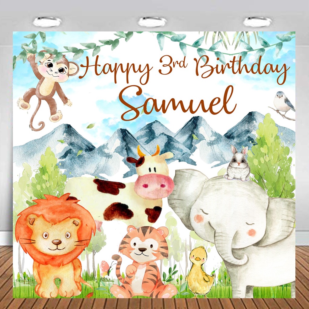 Jual Animal Zoo Mountain Backdrop Flexi Banner Birthday / Spanduk ...