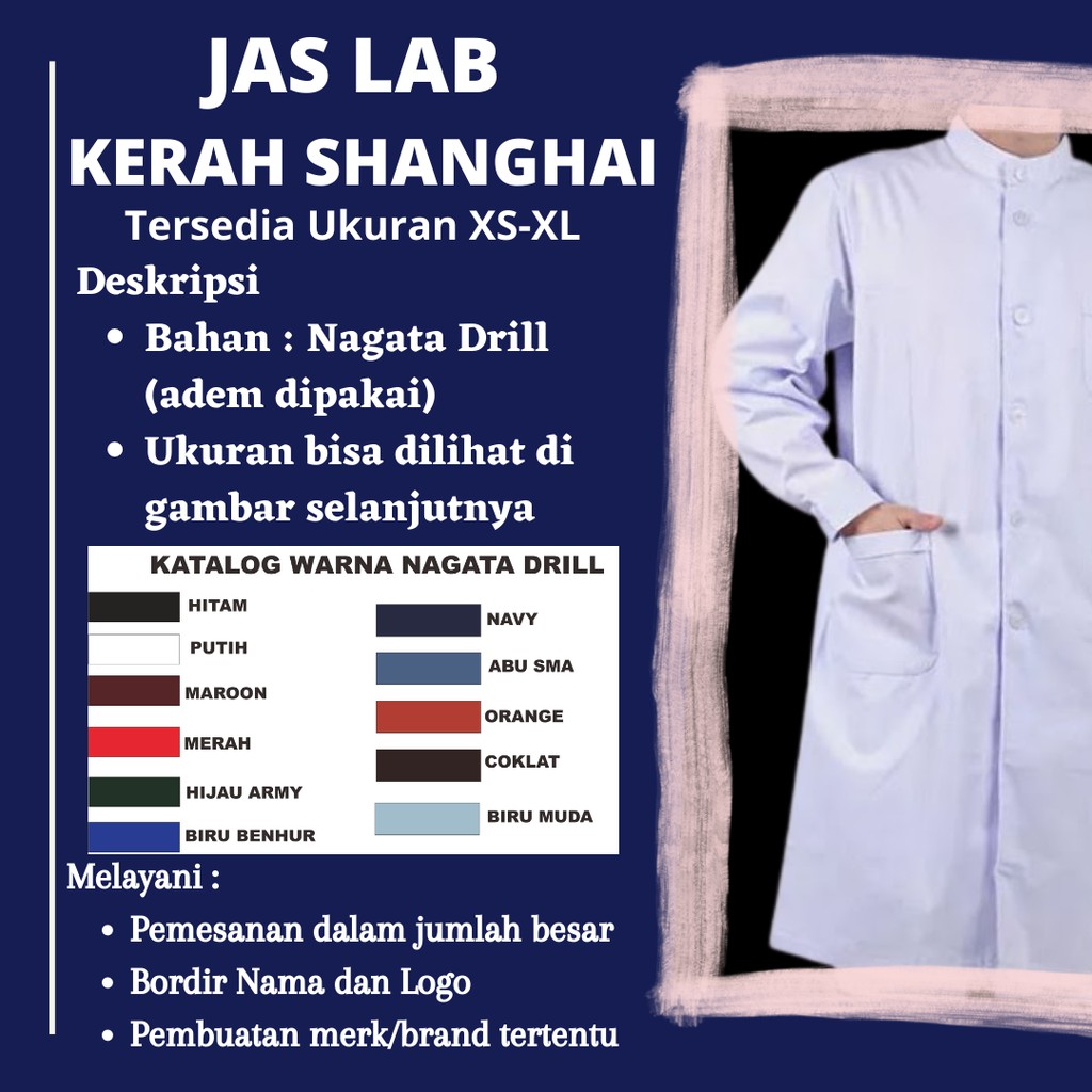 Jual Jas Laboratorium Lab APD Lengan Panjang Karet Kerah Shanghai ...
