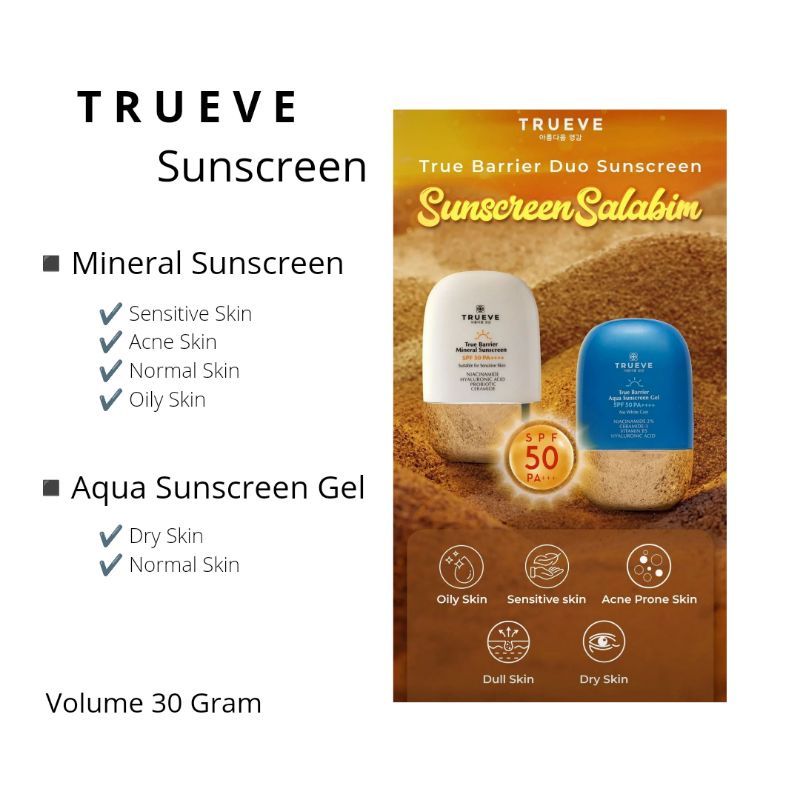 Jual TRUEVE Sunscreen SPF 50 PA++++ 30 Gram | Shopee Indonesia
