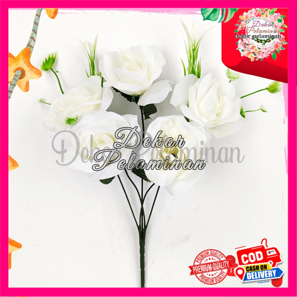 Jual BUNGA MAWAR ROSE TANGKAI 5 MURAH ARTIFICIAL - MAWAR PLASTIK ROSE ...