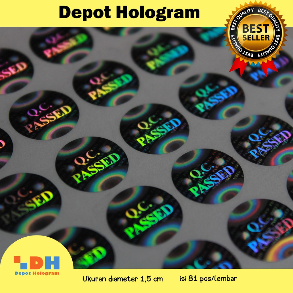 Jual Stiker hologram 3D QC Pass Bulat 1,5 cm - segel rusak sarang tawon ...