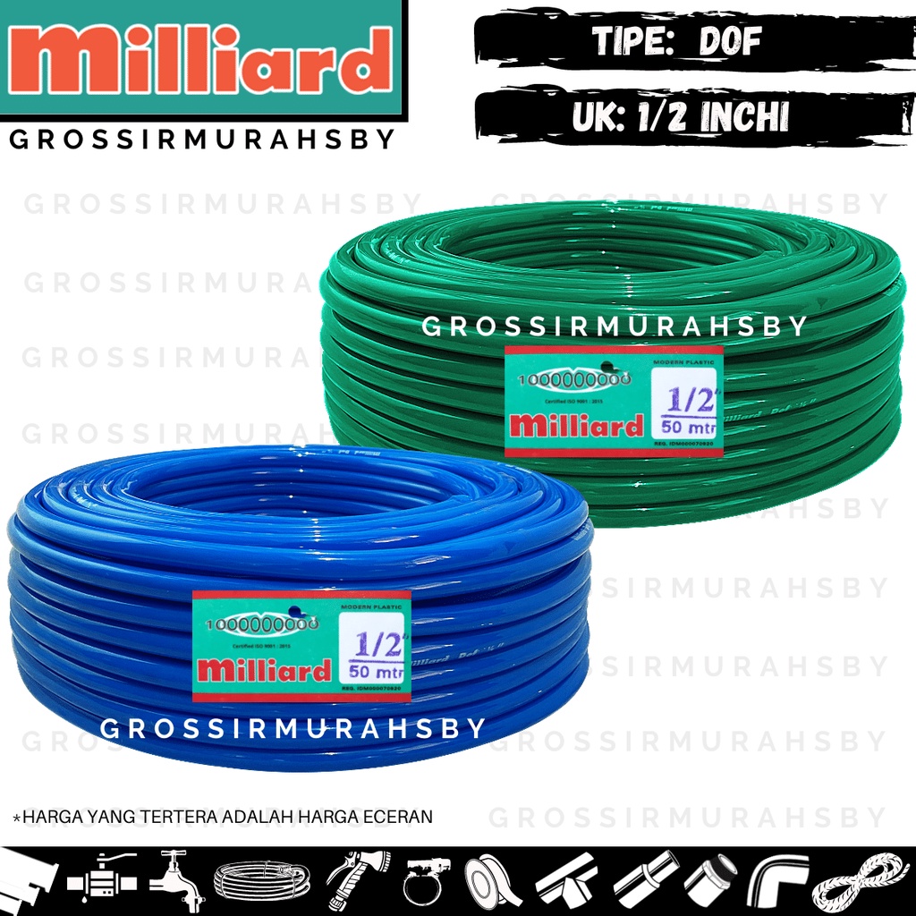 Jual SELANG AIR MILLIARD DOF 1/2 INCHI ( HARGA PERMETER ) | Shopee Indonesia