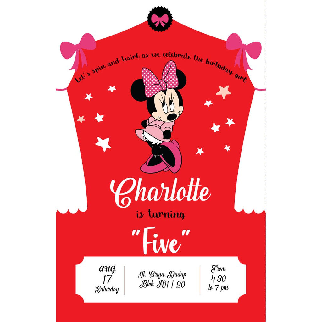 Jual Undangan Digital Ulang Tahun Minnie Mouse 2 | Shopee Indonesia