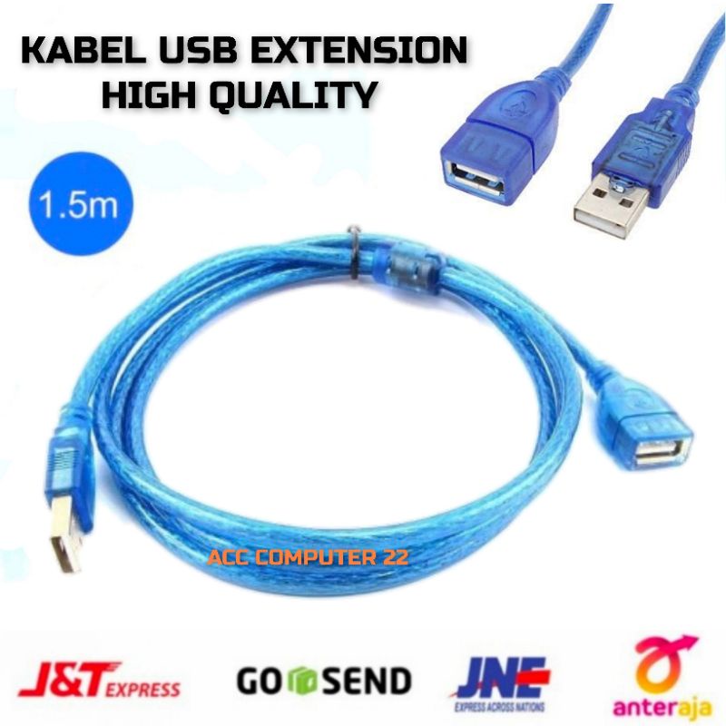 Jual KABEL EXTENSION USB 2.0 PANJANG 1.5 METER 1.5M MALE TO FEMALE ...