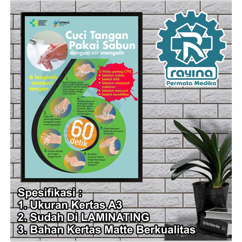 Jual Poster 6 Langkah Mencuci Tangan dengan Sabun | Shopee Indonesia