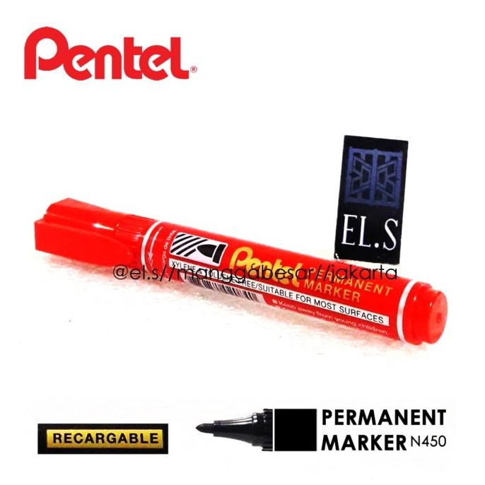 Jual Pentel Permanent Marker N450 Merah (Spidol Permanen) | Shopee ...
