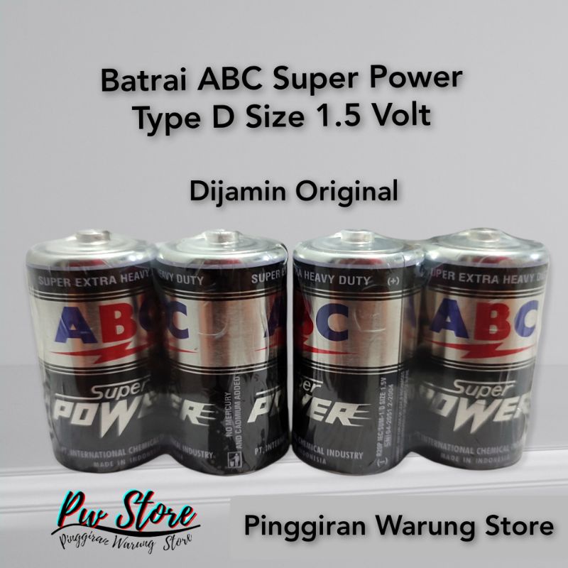 Jual Batrei Baterai ABC Super power Type D isi 2 Ukuran Besar/Jumbo ...