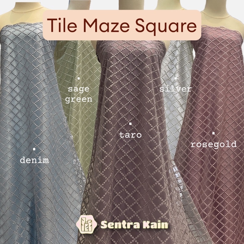 Jual Kain Bahan Tile Tulle Brokat Mewah Premium Import Maze / Square ...