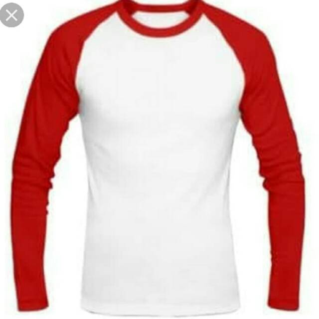 Jual Kaos polos lengan panjang raglan merah putih | Shopee Indonesia