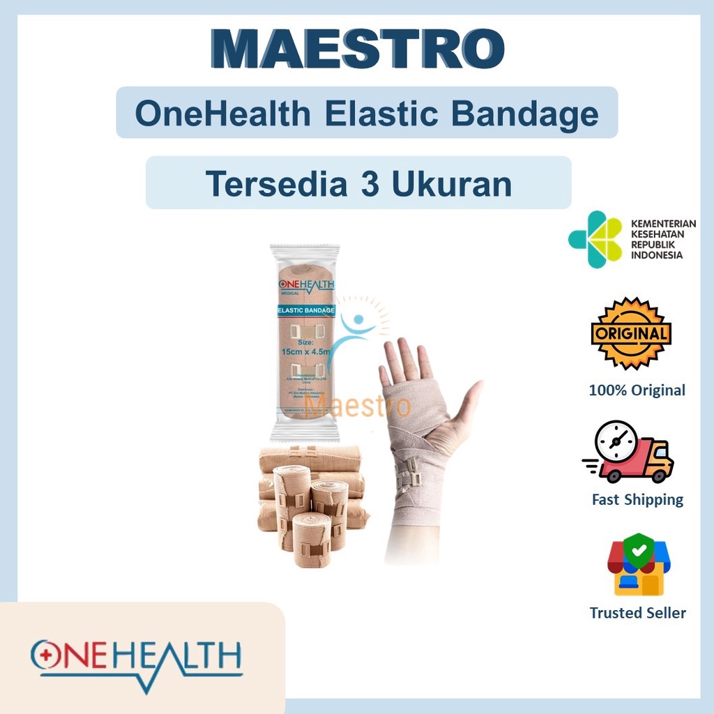Jual Elastic Bandage OneHealth Perban Elastis 7.5cm x 4.5m 10cm 15cm ...