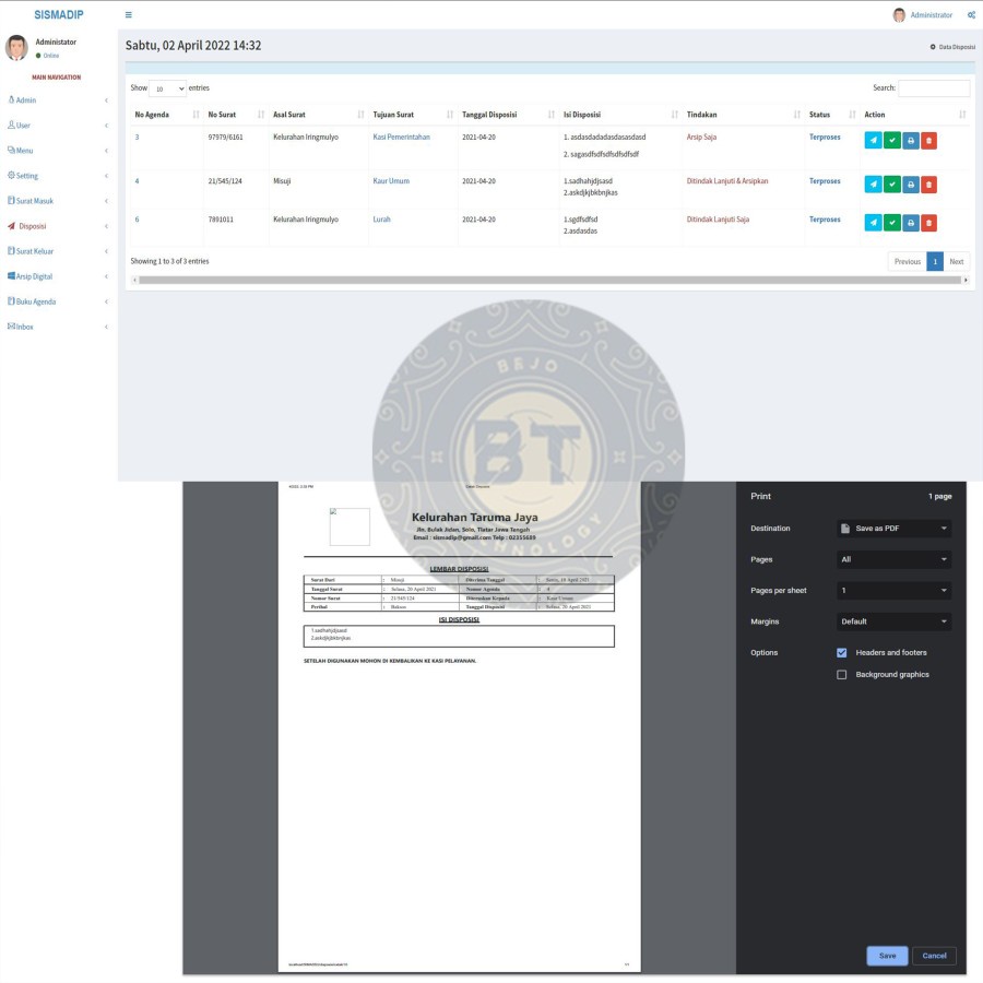 Jual APLIKASI SURAT MASUK KELUAR DAN DISPOSISI DISERTAI ARSIP DIGITAL ...