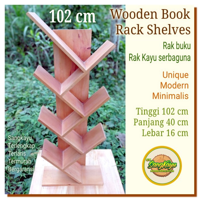Jual SangKayu Rak Buku Rak Kayu 102 cm Wooden Book Rack Shelves Rak ...
