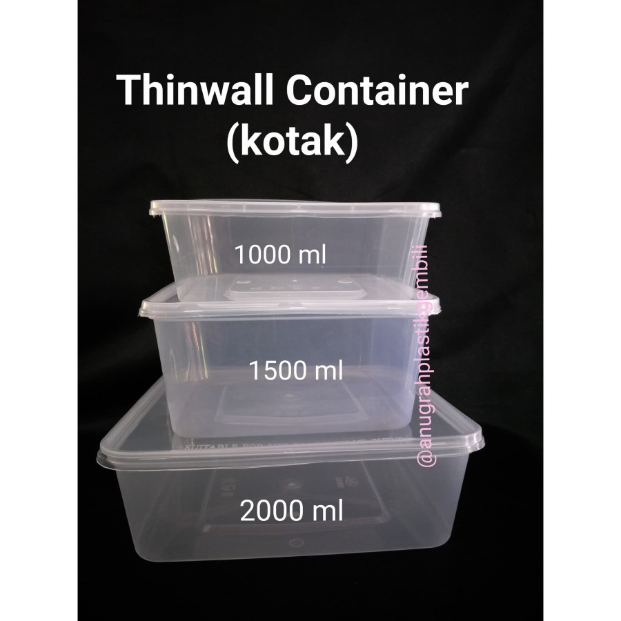 Jual Thinwall Container Square (kotak) 1000 ml (per 10 pcs) | Shopee ...