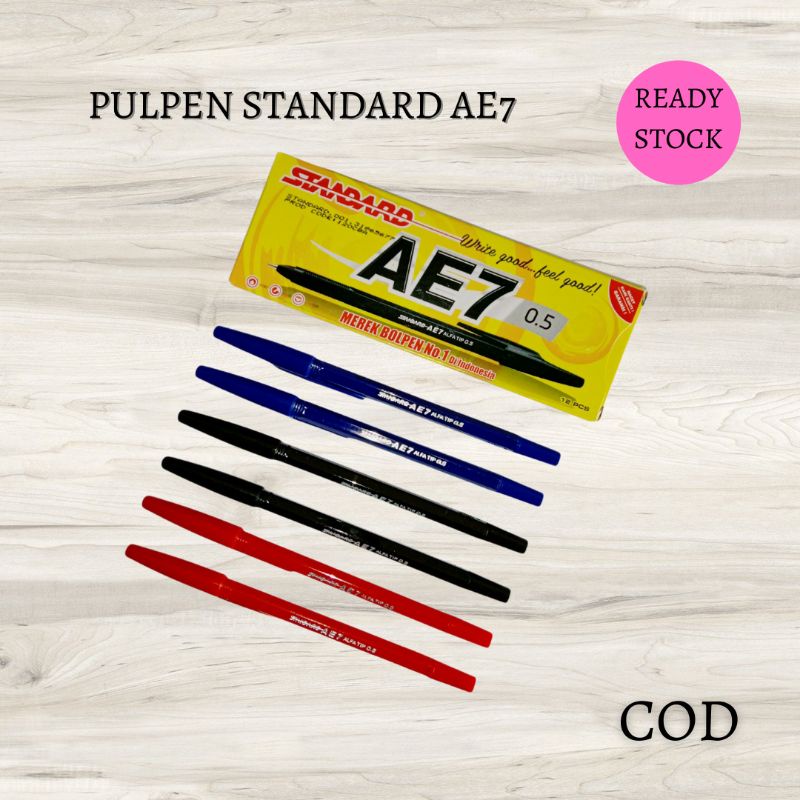 Jual Pulpen Standar Standard Ae7 Hitam Biru Merah | Shopee Indonesia