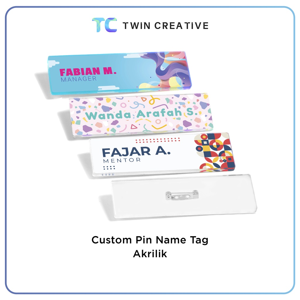 Jual Custom Pin Name Tag Acrylic - Papan Nama Peniti Akrilik | Shopee ...
