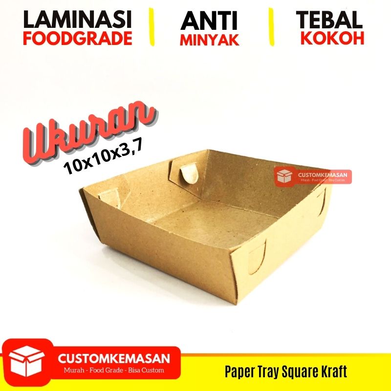 Jual Paper Tray 10x10 / Lunch Box / Tray Square / Tray Burger / Tray ...