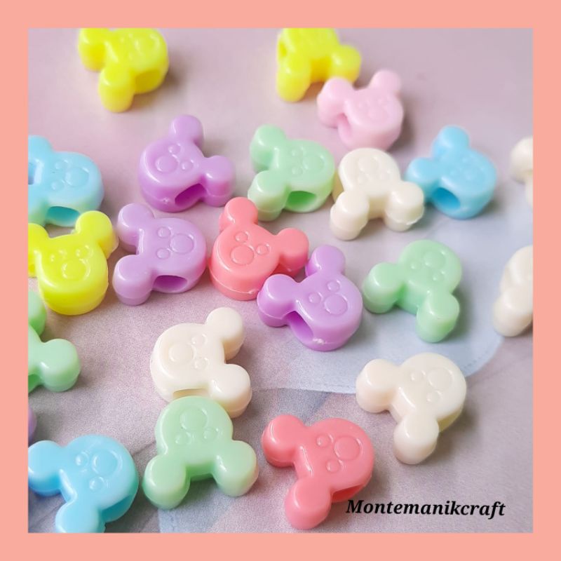 Jual (21 biji) MANIK PLASTIK MICKEY MOUSE 10 MM LUBANG BESAR | Shopee ...