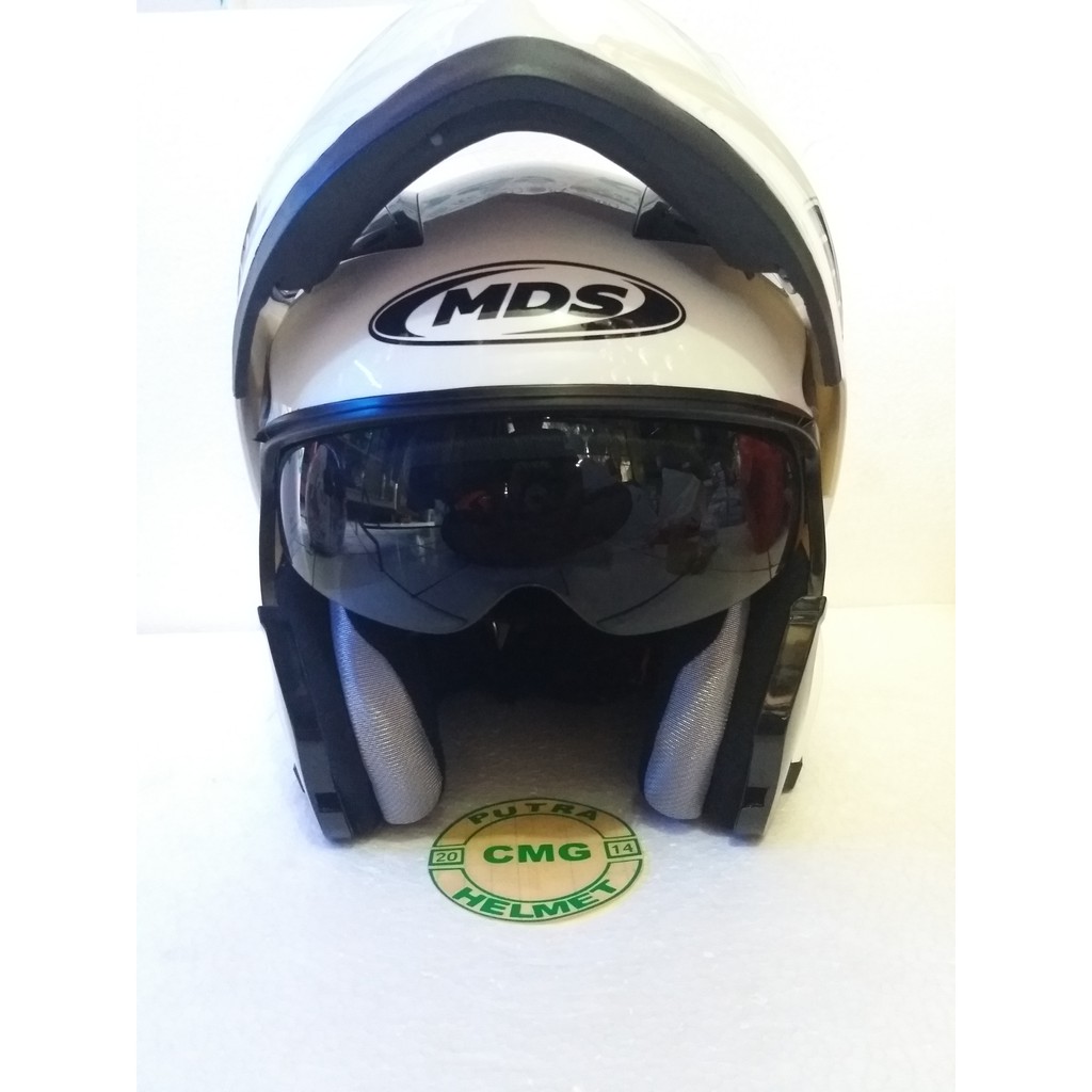Jual HELM MDS PRO RIDER MODULAR WHITE PUTIH | Shopee Indonesia