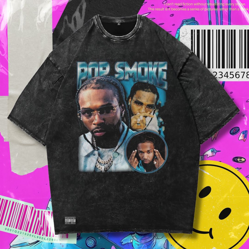 Jual Kaos Rapper | Purple Haze | Oversize T-Shirt Stone Wash "Pop Smoke ...