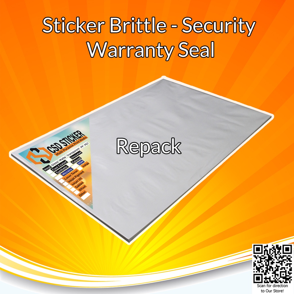 Jual Brittle security sticker/Sticker Pecah Telur repack isi 20 lembar ...