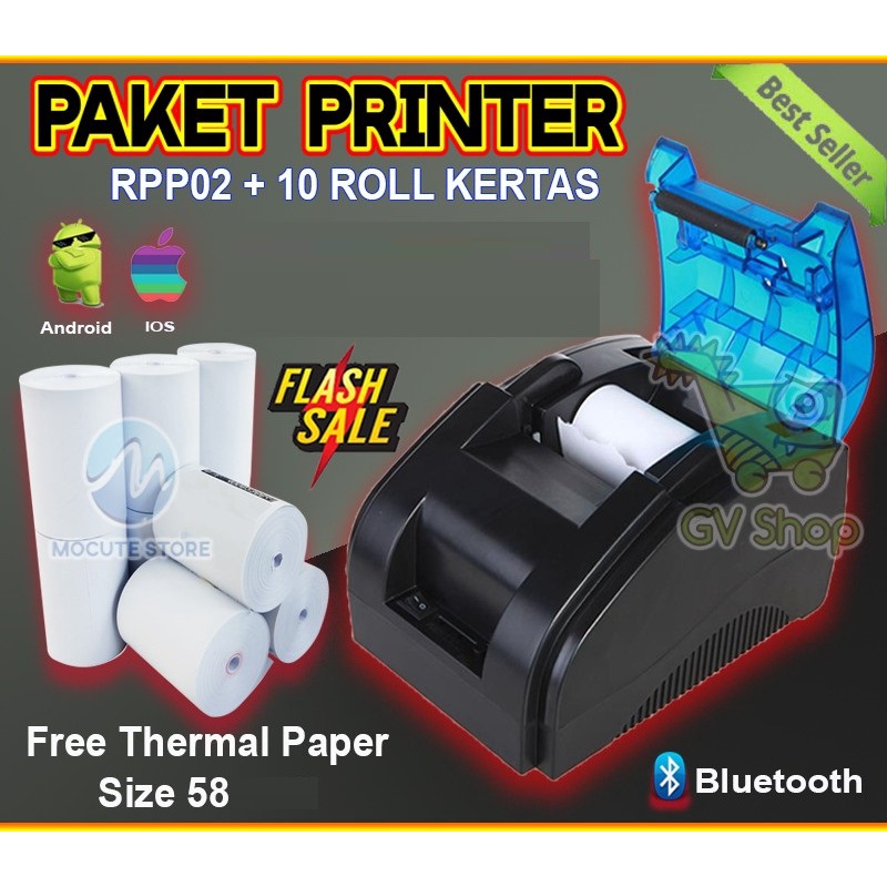 Jual SMARTCOM Paket Printer Thermal Bluetooth RPP02 + 10 Roll Kertas Garansi Resmi | Shopee ...