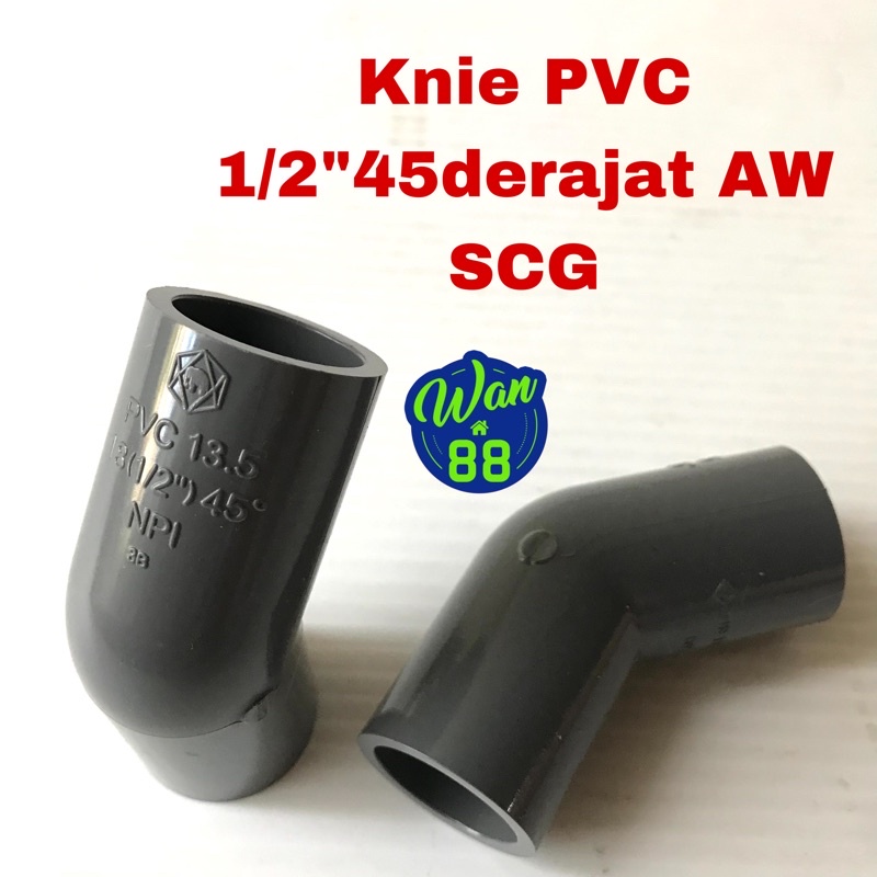 Jual Knie Elbow PVC 1/2”45 derajat AW SCG | Shopee Indonesia