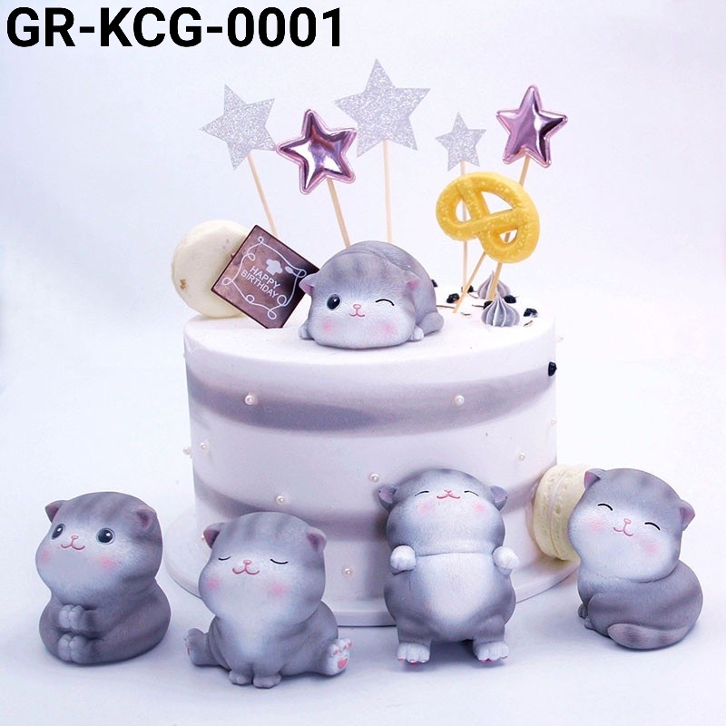 Jual GR-KCG-0001 Cake topper hiasan kue cat meong kucing tidur duduk ...