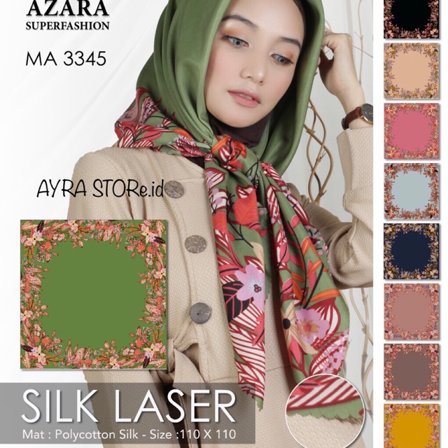 Jual Silk laser motif/hijab segiempat/hijab azara segiempat laser cut ...