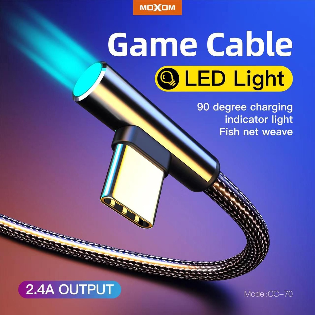 Jual MOXOM LED Game Data Cable 2.4A LED Light For Type C 1 Meter CC-70 ...