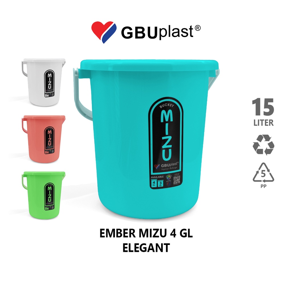 Jual GBUplast Mizu Ember Air Plastik 15 Liter Plastic Bucket Elegant EG ...