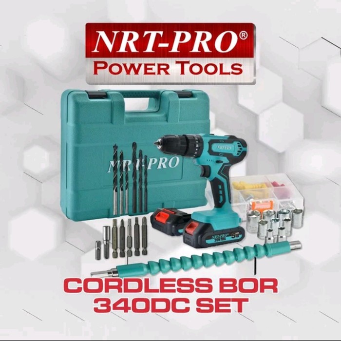 Jual NRT PRO DC 340HD SET Mesin bor cordless set 20 volt Plus Mata ...