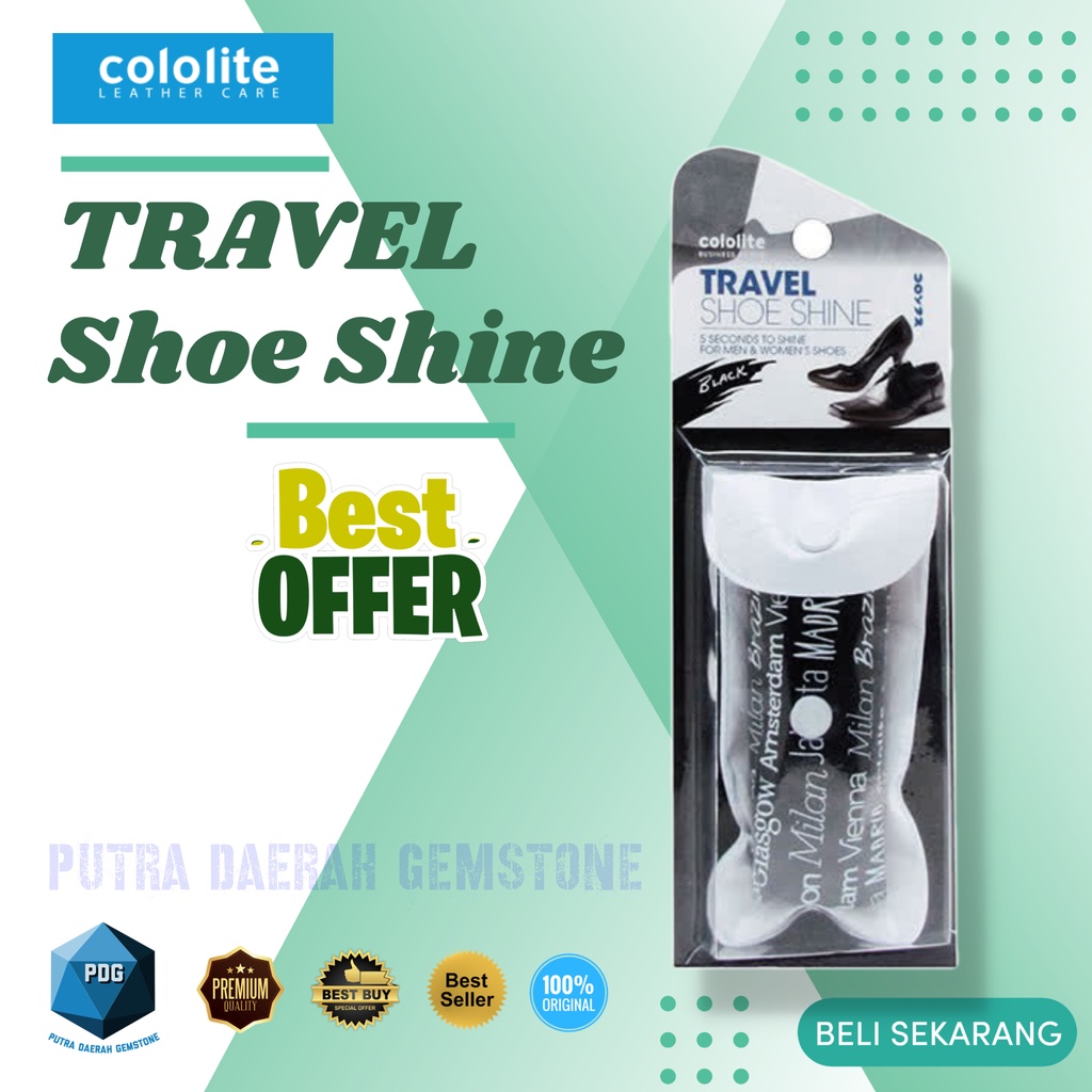 Jual COLOLITE TRAVEL SHOE SHINE Semir Sepatu Kulit Hitam Netral Kilap ...
