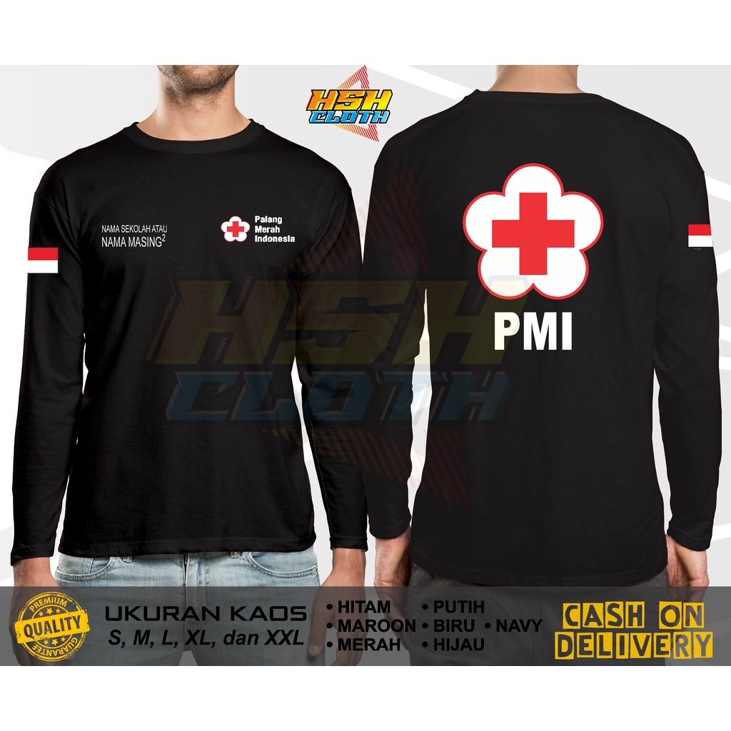 Jual Baju Kaos Distro PMI PMR BARU Gratis Nama ATAU NAMA SEKOLAH Lengan ...