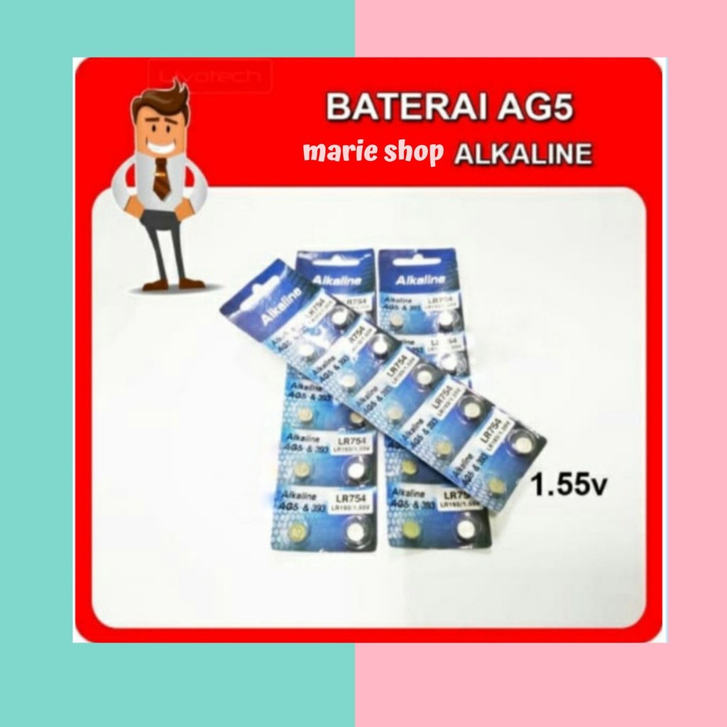 Jual Marie Shop ️ [ AG5 - LR 754 ] BATERAI AG5 LR 754 LR48 L754F ALKALINE BATU BATRE KANCING ...