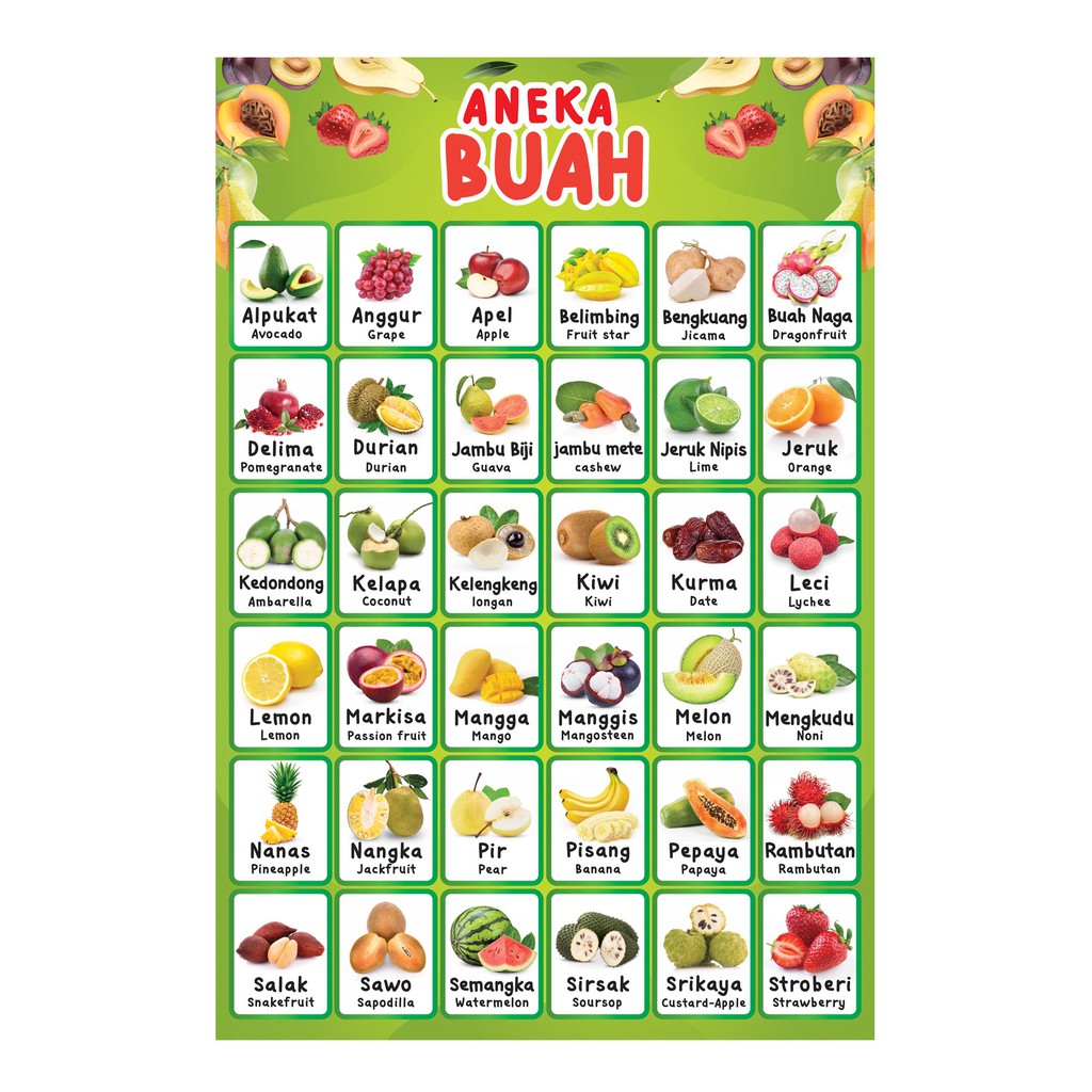 Jual POSTER ANEKA BUAH (BAHASA INDONESIA DAN INGGRIS) | Shopee Indonesia