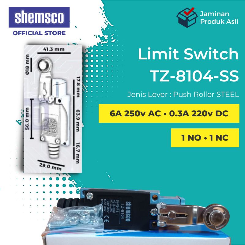 Jual 6A 250v TZ-8104-SS Limit Switch Saklar Push ON NO NC D4V-8104 Shemsco | Shopee Indonesia