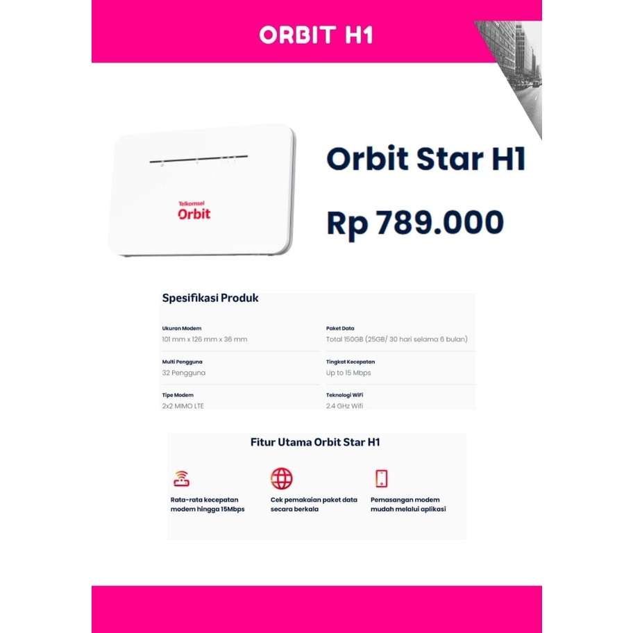 Jual Orbit Star H1 FREE Paket Data 150GB ( 25GB Per Bulan Selama 6 ...
