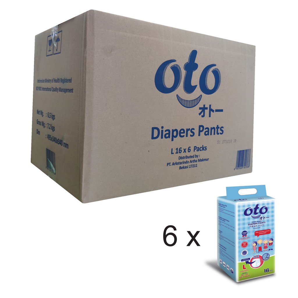 Jual OTO Diapers PANTS / Popok Dewasa model Celana ukuran L, isi 16 pcs x 6 ( 1 Dus ) | Shopee ...