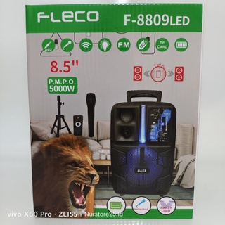 Jual SPEAKER BLUETOOTH FLECO F 8809 LED 8'5 INCH FREE MIC WIRELESS KARAOKE + REMOTE + STAND ...