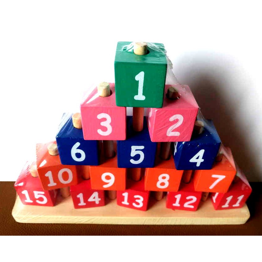 Jual Indonesia Wooden Toys - Mainan Kayu Edukatif Piramida Kubus Angka ...